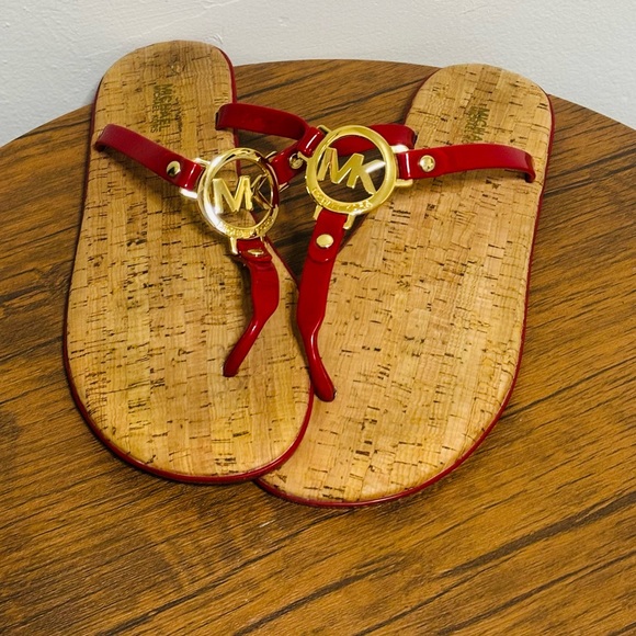 MICHAEL Michael Kors | Shoes | Michael Kors Red Thong Sandals Wgold ...